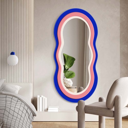 Lustro kolorowe Pulso Blue z falą | GieraDesign