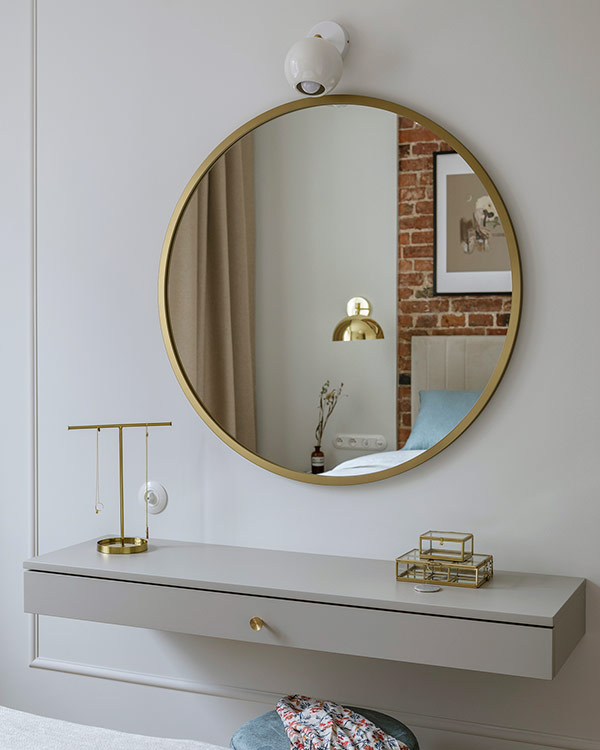 Okrągłe lustro Scandi w złotej ramie | GieraDesign