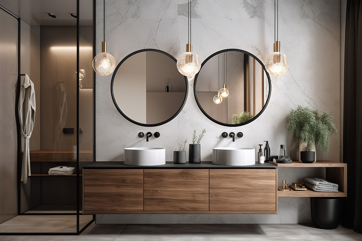 Lustro okrągłe Scandi w czarnej ramie | GieraDesign