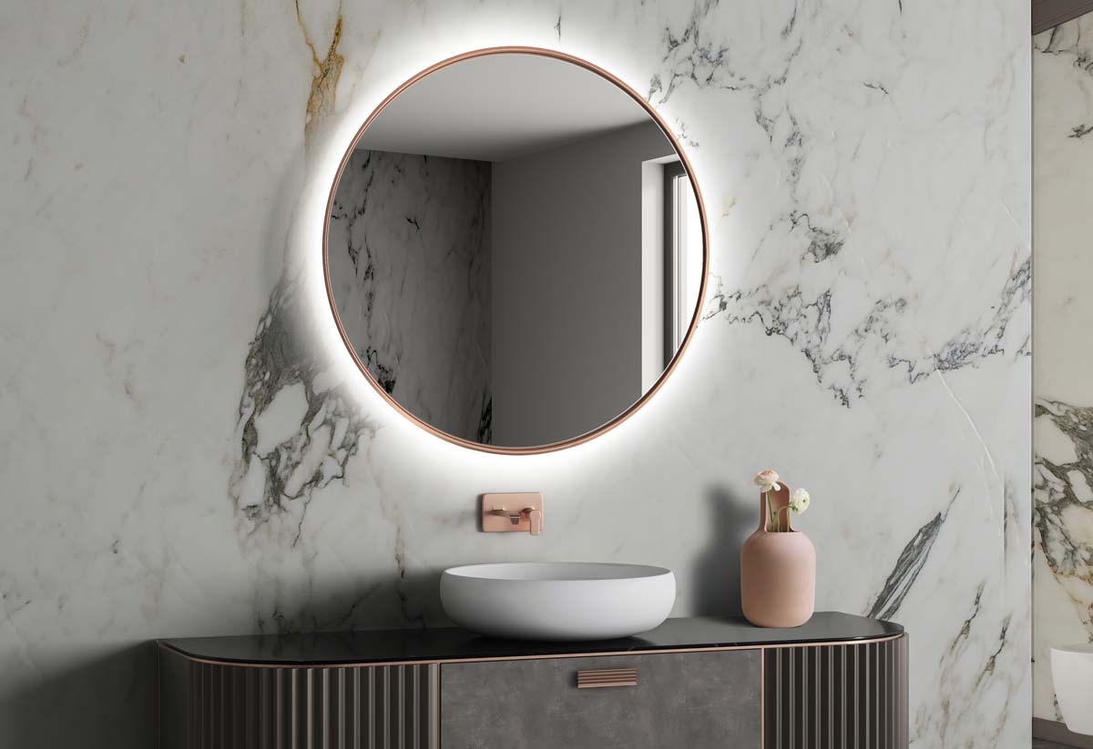 Lustro Scandi Slim – podświetlane miedziane | GieraDesign